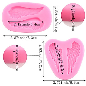 Mujiang Angel Wings Fondant Silicone Molds For Cake Decorating Chocolate Candy Resin Clay Set Of 4