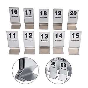 Standing Table Number Cards 1-25 1-50 Place Cards, Stainless Steel Restaurant Weddings Table Numbers Holder With Double-Side Black Numbers, Elegant Tabletop Decorations