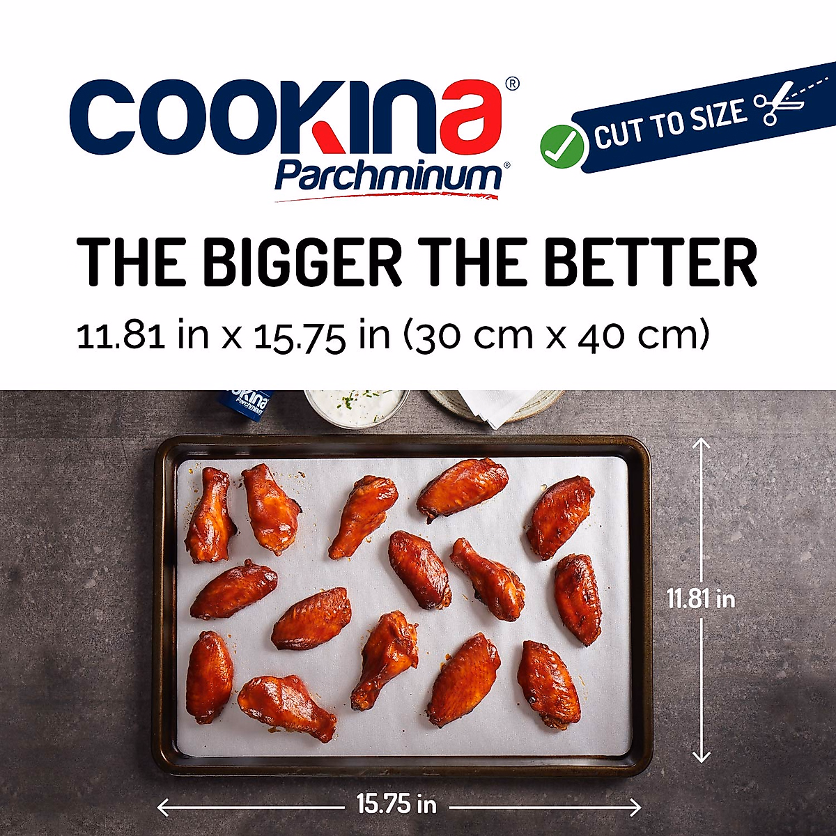 COOKINA Parchminum Reusable Presentation and Cooking Mat - 100% Non-Stick, Easy to Clean Cooking Sheet for Gas, Electric, Toaster and Convection Ovens