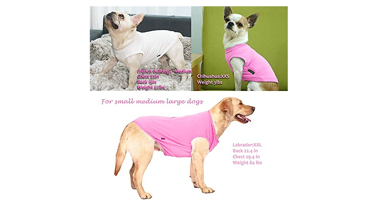 Sychien Dog Pink White Shirts for Small to Large Dogs