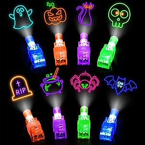 Halloween Party Favors, 40 Finger Lights for Kids Halloween Goodie Bag Fillers Basket Pinata Stuffers Light Up Halloween Toys Bulk Party Favor bag Treats Non Candy Halloween Classroom Prizes Supplies