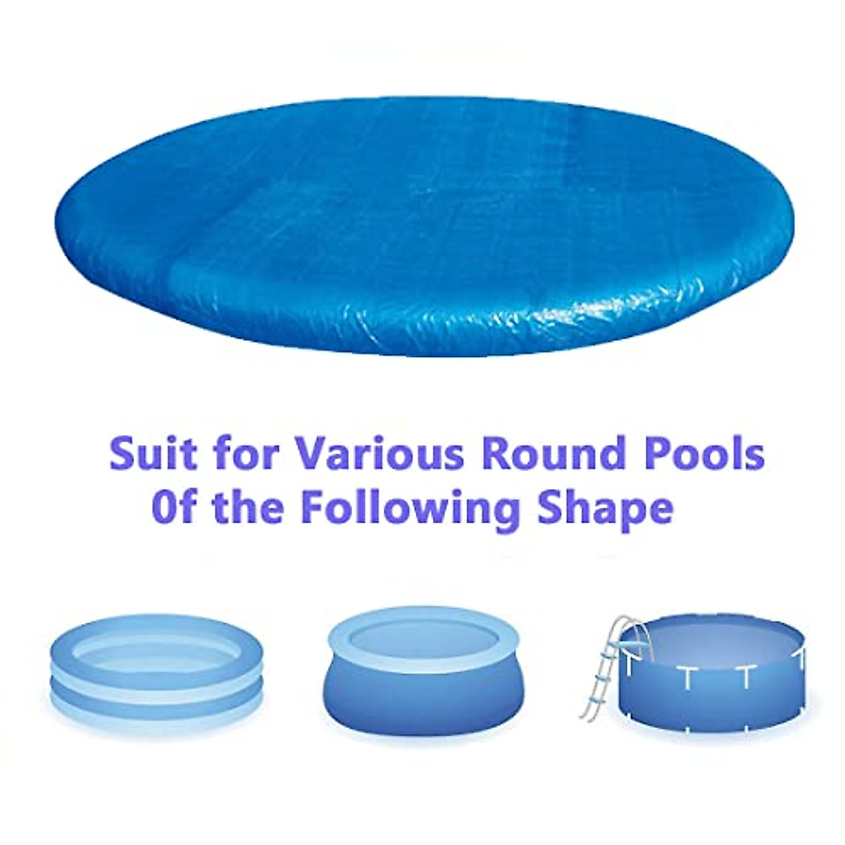 Round Pool Cover, Solar Covers for Above Ground Pools, Dust Pool Cover Protector with Drawstring Design for Round Inflatable Swimming Pools, Hot Tub Dustproof Cover (10FT)