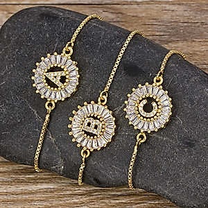 DOLLRINBOY 14K Gold Plated Initial Bracelets for Women,Letter Chain Bracelet Personalized 26 Alphabet Minimalist Jewelry Matching Couple Bracelets Friendship Bracelets (S, Copper)