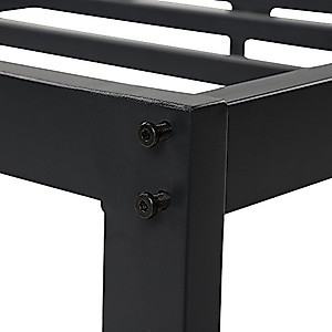 Sleeplace 14 Inch Heavy Duty Steel Slat Bed Frame/Non-Slip/Under-Bed Storage/No Box Spring Needed/No Squeaking/Bedroom Basic/Modern, Black, King