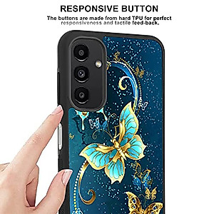 OOK Compatible with Samsung Galaxy A14 Case,[Built in Screen Protector] Anti Slip Shockproof Protective Case for Samsung Galaxy A14 5G Blue Butterfly