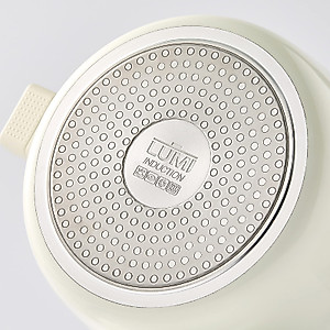 Dr.HOWS Lumi Ceramic Nonstick Pot with Lid 8 inch - Large Pot for Cooking with Rubber-Coated Handles, PFOA-Free - For Induction, Ceramic, Electric, Halogen and Gas Cooktops