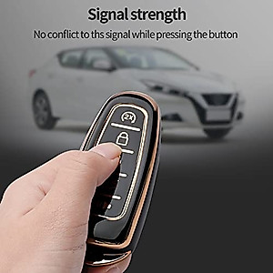 Bqepe for Ford Key Fob Cover Keychain Fit for CMAX Escape Focus Edge Expedition Explorer Flex Taurus Smart Key Shell Case (Black)