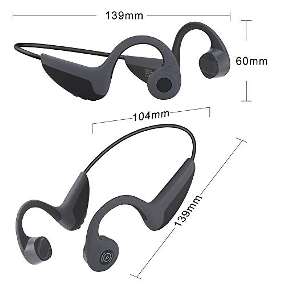 VJJB Bone Conduction Headphones Bluetooth 5.0,Z8 Open-Ear Stereo Wireless Bone Conduction Headsets Lightweight and Waterproof Sports Bluetooth Earphones with Mic for Gym Running Cycling