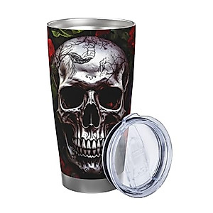 quopvn Halloween Skull Print 20oz Car Cup Ps Material Lid, Perfect For Hot & Cold Drinks