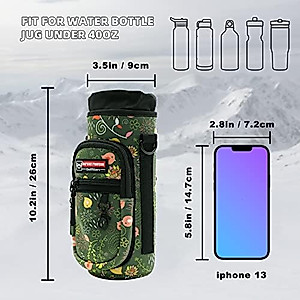 NATURE PIONEOR Water Bottle Holder with Strap for 25oz/32oz/40oz/64oz, Water Bottle Carrier Bag with Phone Pocket,Crossbody Neoprene Sling Bag Sleeve for Walking,Carrying,Hiking