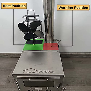 DANCHEL OUTDOOR Wood Stove Fan 4 Blades Fireplace Fan Heat Powered Non Electric Fan for Tent Stove Camping Accessories Backpacking