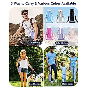 OriJoy Water Bottle Carrier Bag Holder for Stanley 40/30 Oz Tumbler Cup Accessories, Neoprene Pouch Sleeve with Adjustable Crossbody Strap, Purple