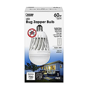 Feit Electric LED Bug Zapper Light Bulb - 2 in 1 UV Light attracts and zaps Mosquitoes and Other Annoying pests | Keeps Bugs Away
