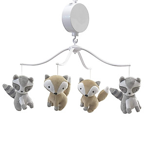 Bedtime Originals Little Rascals Forest Animals Musical Mobile, Gray/White
