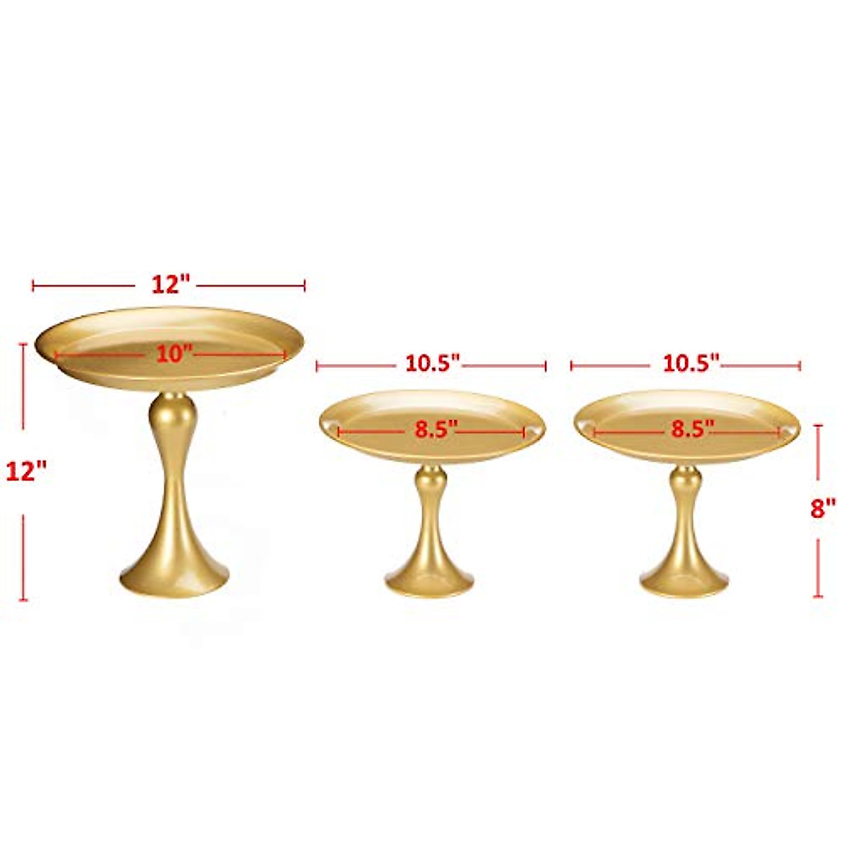 VILAVITA 3-Pieces Cake Stand Set Round Metal Cake Stands Dessert Display Cupcake Stands, Gold