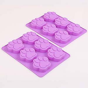 Cozihom Puppy Dog Paw Silicone Molds, Food Grade, for Chocolate, Candy, Pudding, Jelly, Dog Treats. 4 Pcs