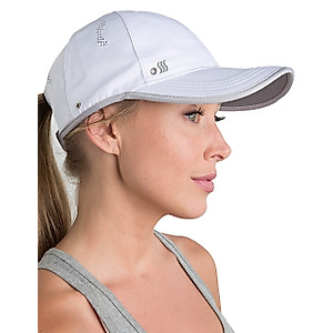 SAAKA Performance Sports Hat. Lightweight, Quick Drying. Running, Tennis & Golf Cap for Women (White)