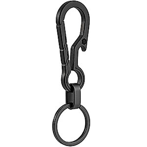 KeyUnity KM01 Titanium EDC Keychain Clip with Bottle Opener, Quick Release Carabiner Key Ring Holder for Men (PVD Black)