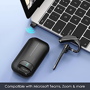 EKVANBEL Bluetooth Headset V5.3, Wireless Earpiece with 1000mAh Charging Case, 96H Talktime, Hands Free Noise Canceling Headphones with Dual-Mic for Computer Cell Phones Trucker Home Office Work