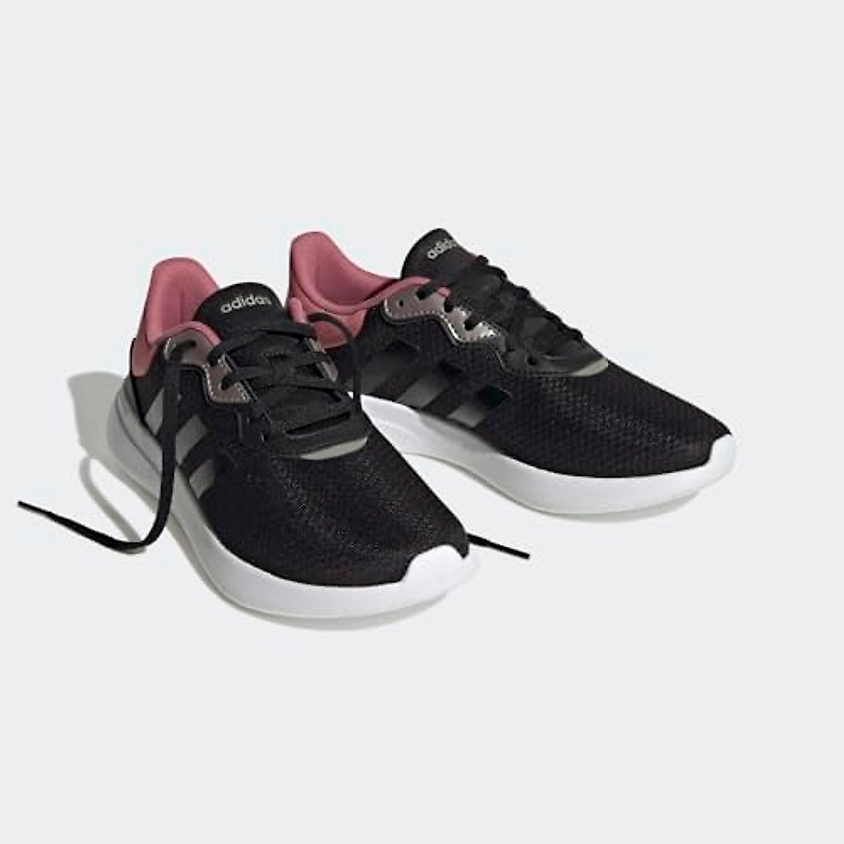 adidas Women's QT Racer 3.0 Sneaker, Black/Black/Pink Strata, 9