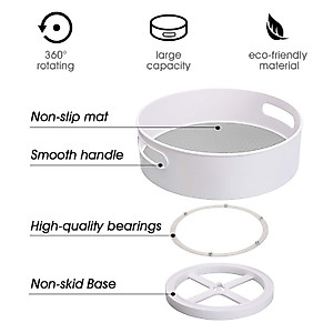 Jeko 2 Pack Plastic Lazy Susan Turntable Storage Container Non-Skid Lining Kitchen Spinning Cabinet Organizers, 9" & 12" Rotating Spice Organizer for Fridge, Pantry, Countertop, Vanity