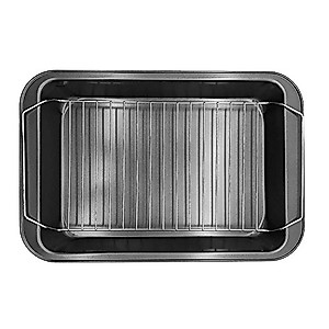 Roasting Pan with Rack, Roaster Pan with Rack, roasting pan, PFOA free (14.5"X9.8"X2.1")