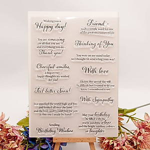 Linda Craft 1pc Wishing You a Happy Day Friend Thinking of You Clear Stamps for Card Making Decoration and DIY Scrapbooking 15x21 cm