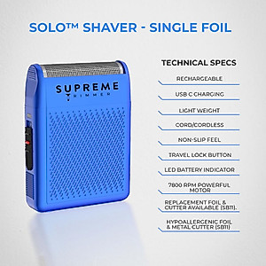 SUPREME TRIMMER Foil Shaver STF101 (150 Min Runtime) & Replacement Cutters SB11 | Solo - Blue