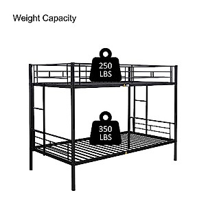 MWrouqfur Bunk Bed,Twin Over Twin Metal Bunk Bed,Metal Bunk Bed Twin with Ladder and Safety Rail,Space-Saving, Noise Free, No Box Spring Needed