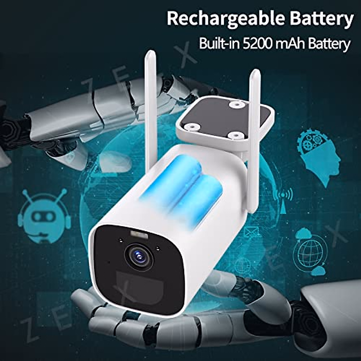 Security Camera Camera 3MP Bullet Camera WiFi 3W Solar Panel Wireless Video Surveillance CCTV Built-in 5200 mAh Rechargeable Battery Security Home Surveillance Camera with Spotlight ( Size : 3MP 32G A
