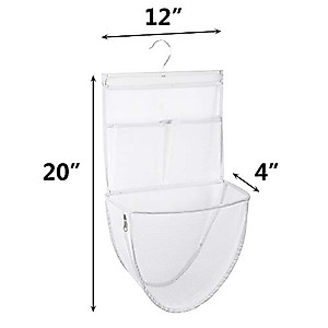 ALYER Hanging Bath Toy Organizer,Bottom Zippered Bathtub Toy Storage Mesh Bag with Sturdy Hanger (White)