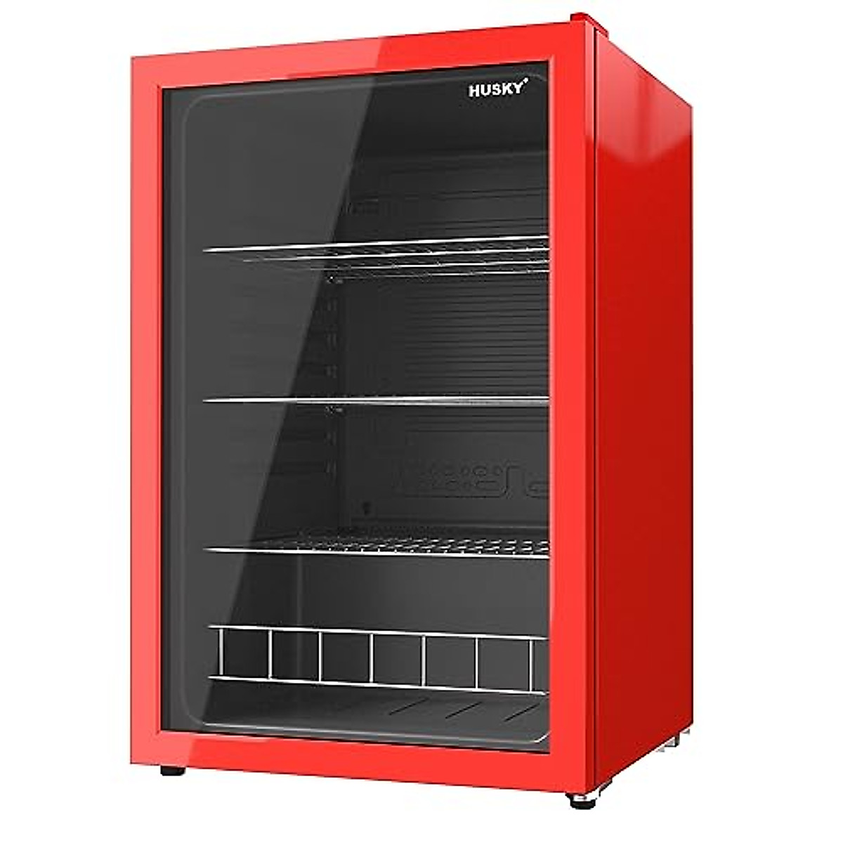 HUSKY Undercounter/Freestanding Premium Beverage Cooler & Mini Fridge 4.6 Cu.ft./131L with Reversible Glass Door, Compact Refrigerator for Home, Restaurants, Commercial, RV Energy Star