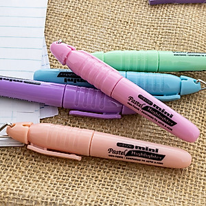 BAZIC Mini Highlighter Pen Pastel Color, Chisel Tip Broad Fine Line Highlighters Unscented (5/Pack), 1-Pack