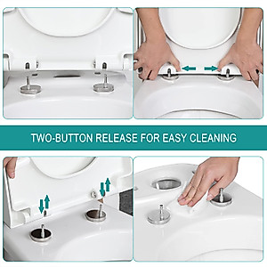DFEDHF Square Toilet Seat Soft Close Toilet Seat Quick Release for Easy Cleaning, Loo Seat Top Fix Easy Installation with Adjustable Hinges White,03b (03b)