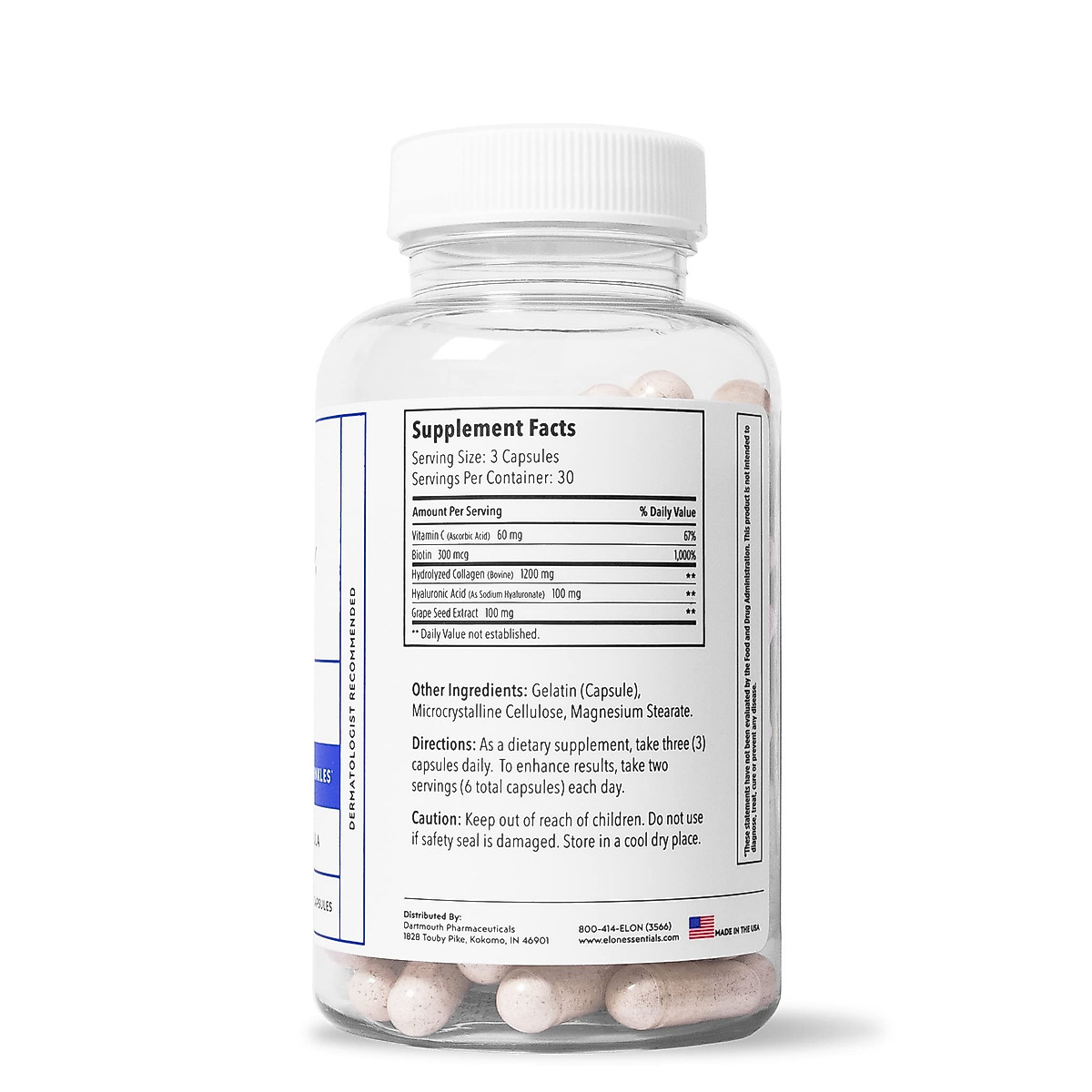 Elon Face Skin Care Set – Skin Care Kit w/ Antioxidant C Moisturizer for Face, Skin Anew Hydrolyzed Collagen Capsules, & Hyaluronic Acid Serum for Face – Skin Care Products for All Skin Types