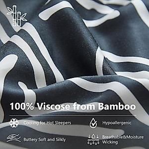 Simple&Opulence Boho Cooling Duvet Cover Set, 3Pcs Aztec Luxury Tribal Geometric Pattern Comforter Cover Set 100% Viscose from Bamboo, Soft Breathable Bedding for Hot Sleepers(Black, King)