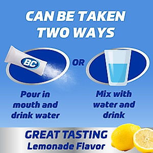 BC MAX Strength Fast Pain Relief Powder, Lemonade Flavor Aspirin 500mg and Acetaminophen 500mg Dissolve Packs, 16 Count