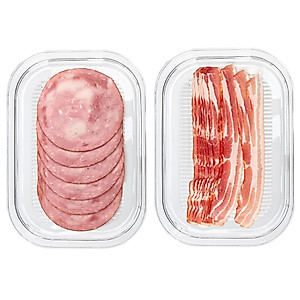 BuleVina Triple Layer Deli Meat Container Set for Fridge, 1.6L BPA-Free Cold Cut Storage with Lid 3 Tier Food Organizer Saver Refrigerator for Cheese, Ham, Sandwich, Lunch, Stackable, Airtight