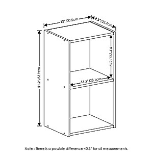 Furinno Luder Bookcase / Book / Storage, 2-Tier Cube, White