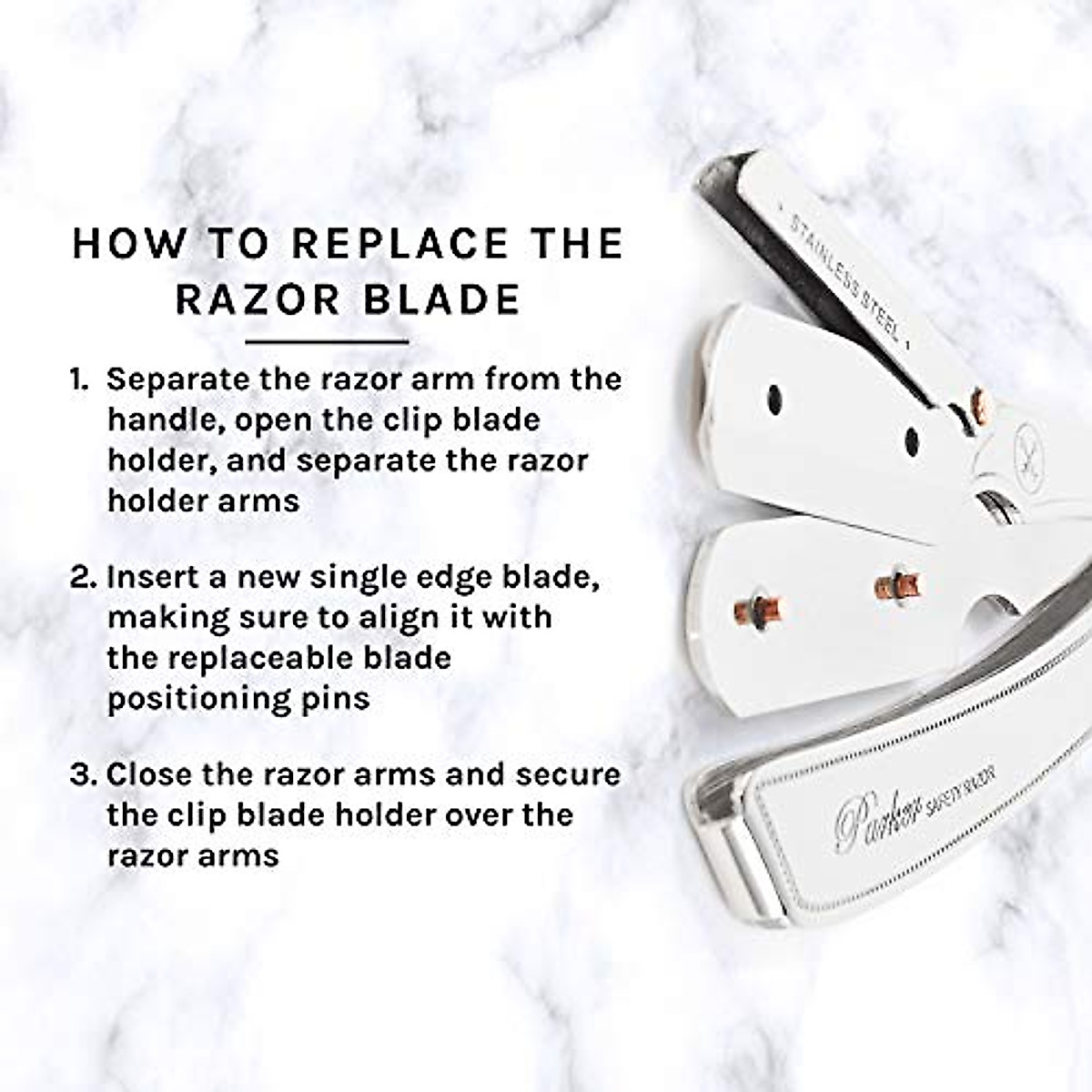 Parker SRX 100% Stainless Steel Straight Edge Professional Barber Razor & 5 Parker Premium Half Blades