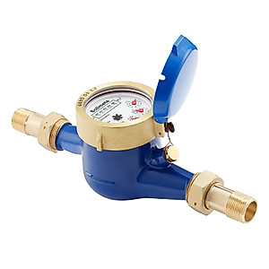 Solimeta Water Meter, Cold Water Meter for Garden and Home, 3/4"NPT Couplings, Measuring in Cubic Meter