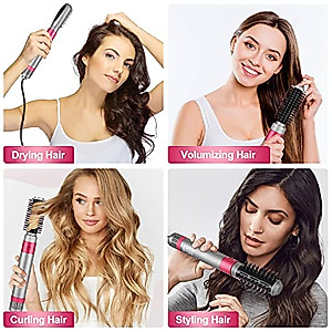 Hair Dryer Brush, Upgraded Detachable Hot Air Brush Set, with 4 Brush Heads Hair Dryer and Volumizer, Negative Ion Hair Dryer Brush for Reducing Frizz and Static