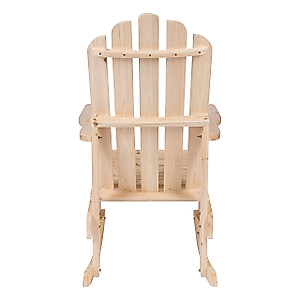 Shine Company Marina Adirondack Porch Rocker, Indoor Outdoor Wood Rocking Chair, Natural