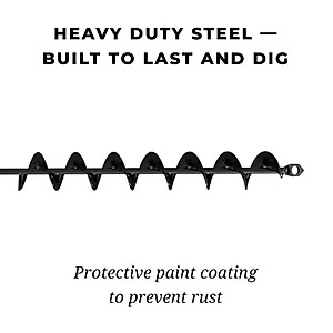 K-Brands Auger Drill Bit for Planting – 2 x 32 Inch - No Squat Garden Spiral Hole Drill Planter for Bulb Planting, Bedding Plants, Umbrella Holes - 3/8 Inch Hex Drive Drill