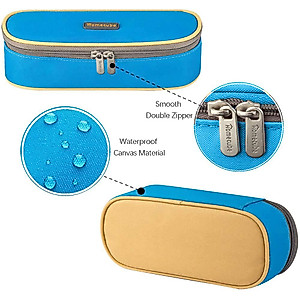Homecube Pencil Case Big Capacity Pencil Bag Makeup Pen Pouch Durable Students Stationery With Double Zipper Pen Holder for School/Office, Blue