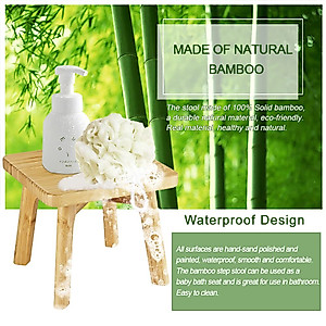 Kids Step Stool - Toddler Stool - Bamboo Wooden Stepping Foot Stools Adult Bedside Step Stool for Bed 350 Lbs Capacity Portable Small Stools to Sit on (Small Square)