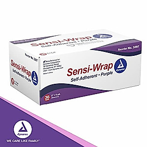 Dynarex 3297 Sensi-Wrap Self-Adherent Bandage Roll, Purple, 2" x 5 yds Size, 180" Length, 2" Width, Pack of 36