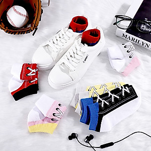 SATINIOR 6 Pairs Cool Novelty Low Cut Socks Sneakers Ankle Socks Non Slip Socks Soft Cool Socks Running Socks Gifts Idea for Women Girl Men