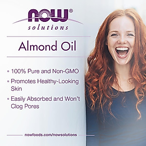 NOW Solutions, Sweet Almond Oil, 100% Pure Moisturizing Oil, Promotes Healthy-Looking Skin, Unscented Oil, 16-Ounce,Package may vary