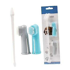 FRCOLOR Small Dog Toothbrush 4 Sets 3pcs Double Head Dog Brush Puppy Toothbrush